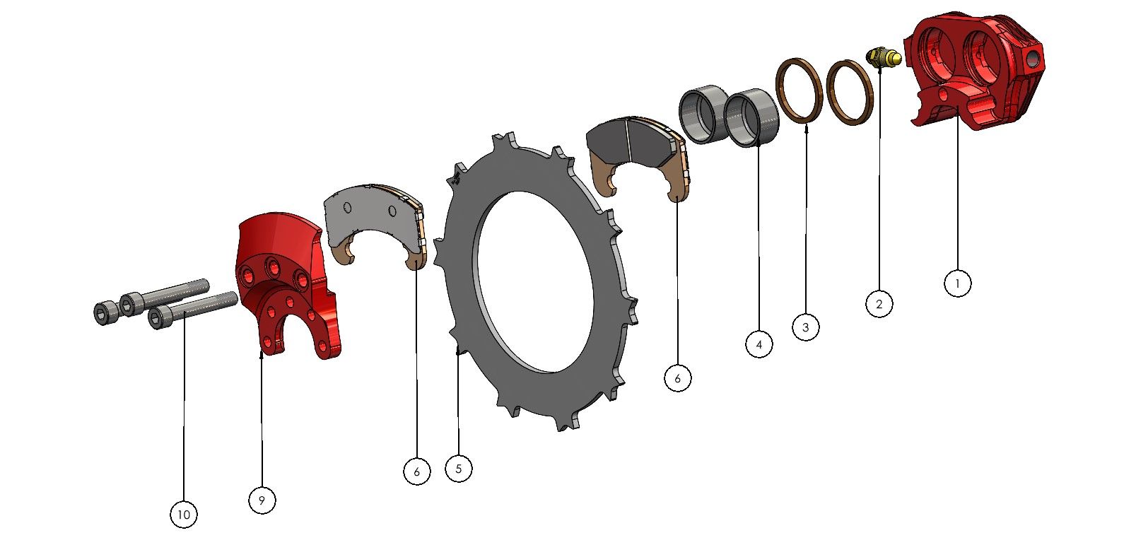 Caliper - Etrier EA-002.200N RED